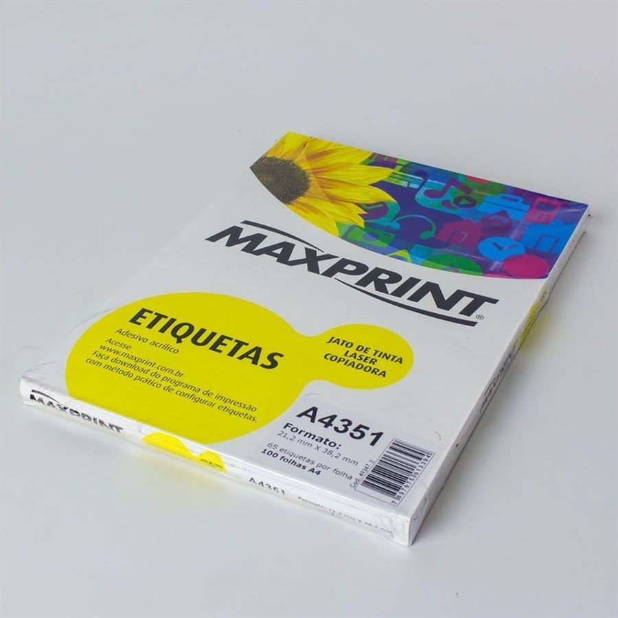Etiqueta Auto Adesiva Papel A4 65 Etiquetas por Folha Pacote com 100 ...